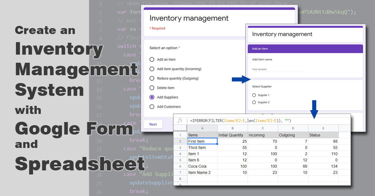 Create An Inventory Management System With Google Form And Spreadsheet 